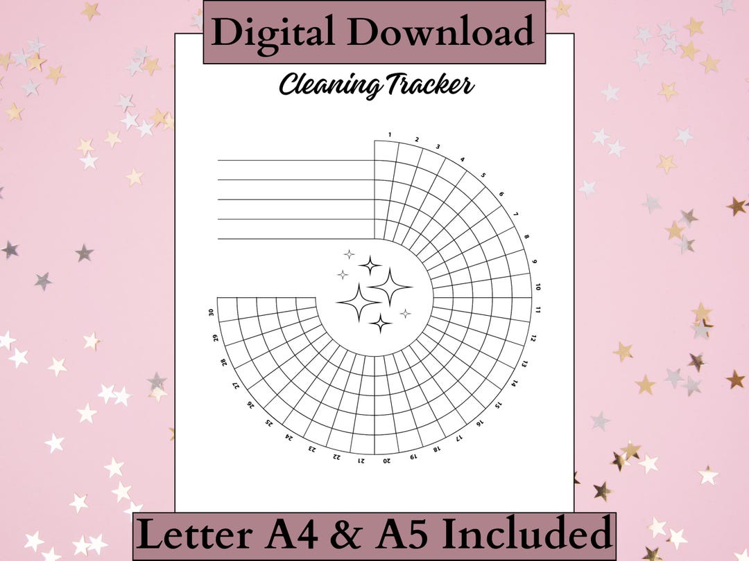 Monthly Cleaning Tracker, Printable Chore Chart Worksheet, Journal ...