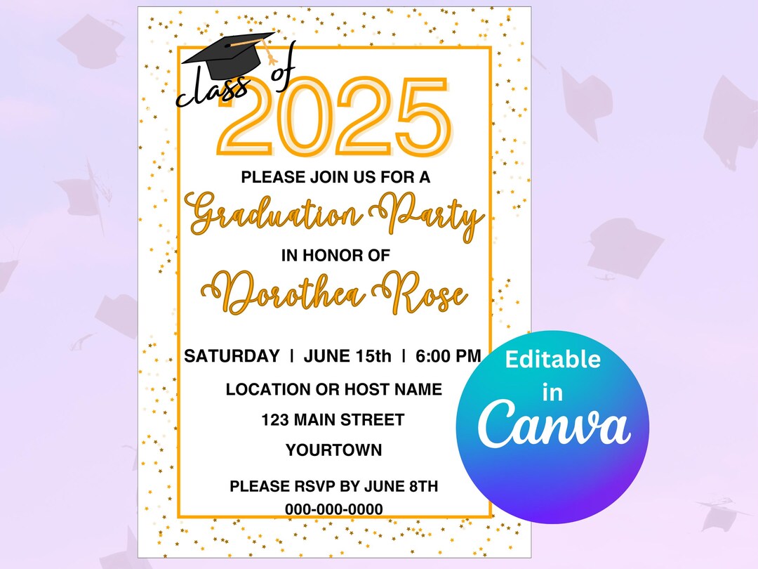 2025 Graduation Party Invitation, Editable Canva Template, Printable ...