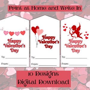Printable Happy Valentine's Day Gift Tags (digital Download) - Etsy