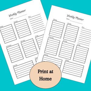 Weekly Planner Printable Page, Digital Download, Worksheet, Print and ...