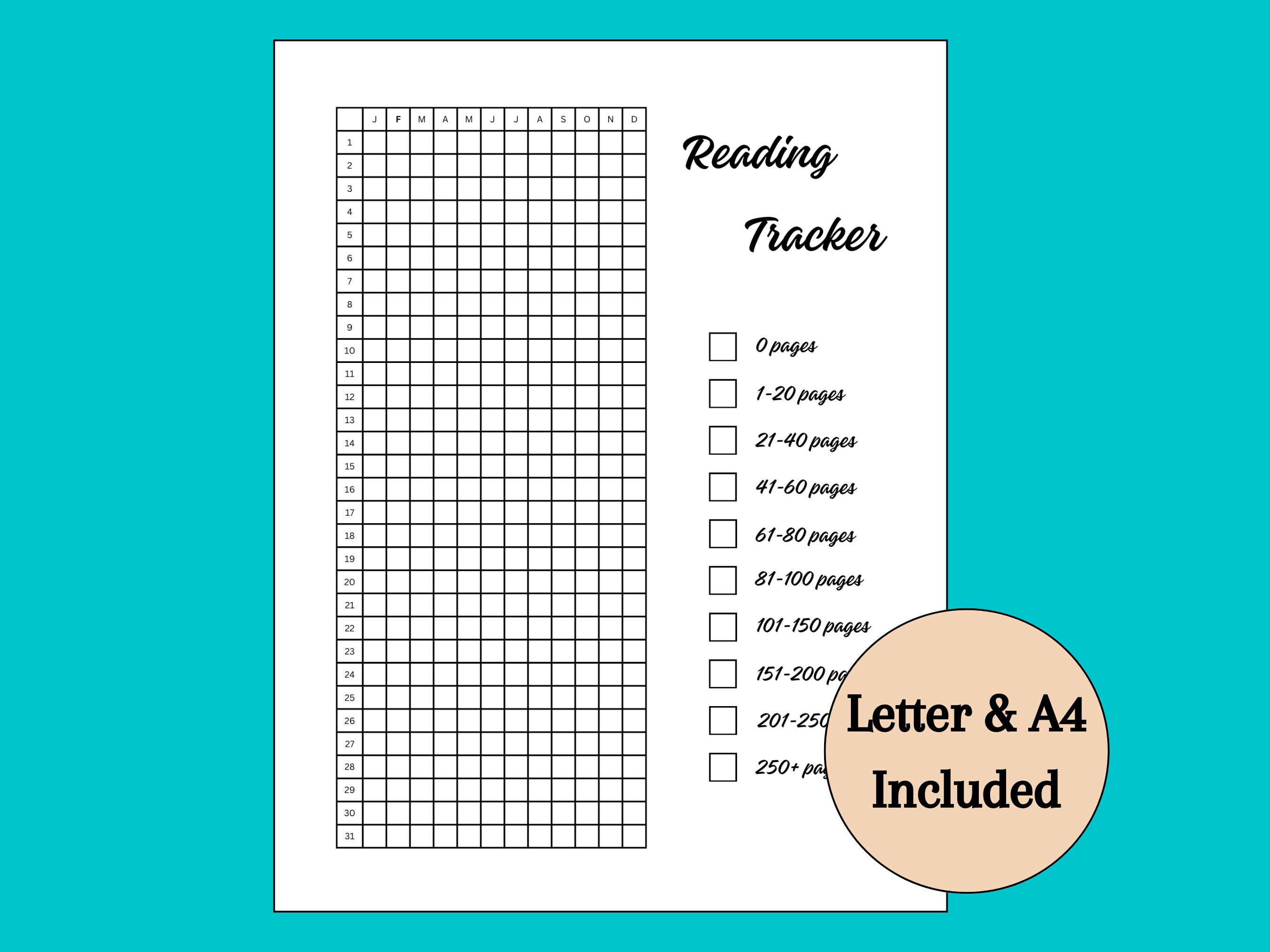 Reading Tracker, Digital Download, Printable, Pages Worksheet, Planner ...