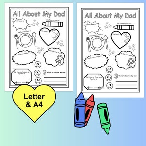 All About My Dad Worksheet, Digital Download, Printable, Activity for ...