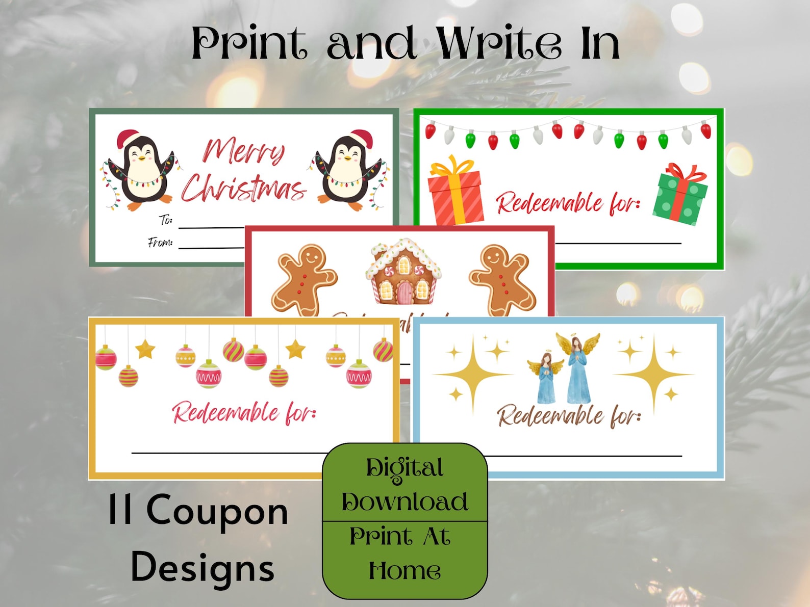 Printable Christmas Coupon Book, Digital Download, Print at Home and ...