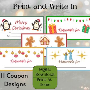 Printable Christmas Coupon Book, Digital Download, Print at Home and ...