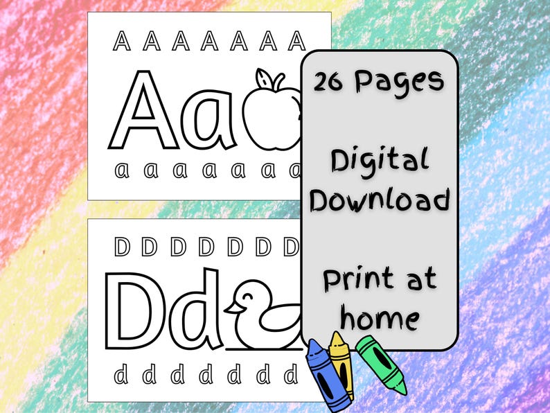 Alphabet Coloring Pages, Printable Digital Download, Abcs, Kid ...