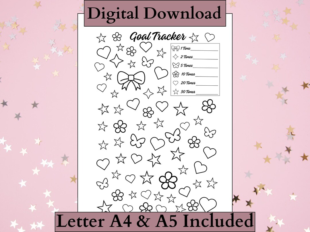 Monthly Goals Tracker, Printable Journal Insert Coloring Page (digital ...