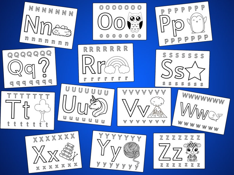 Alphabet Coloring Pages for Kids, A-Z, Instant Digital Download, 26 ...