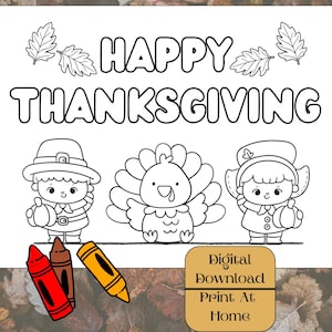 Thanksgiving Coloring Page, Printable Digital Download, Activity for ...