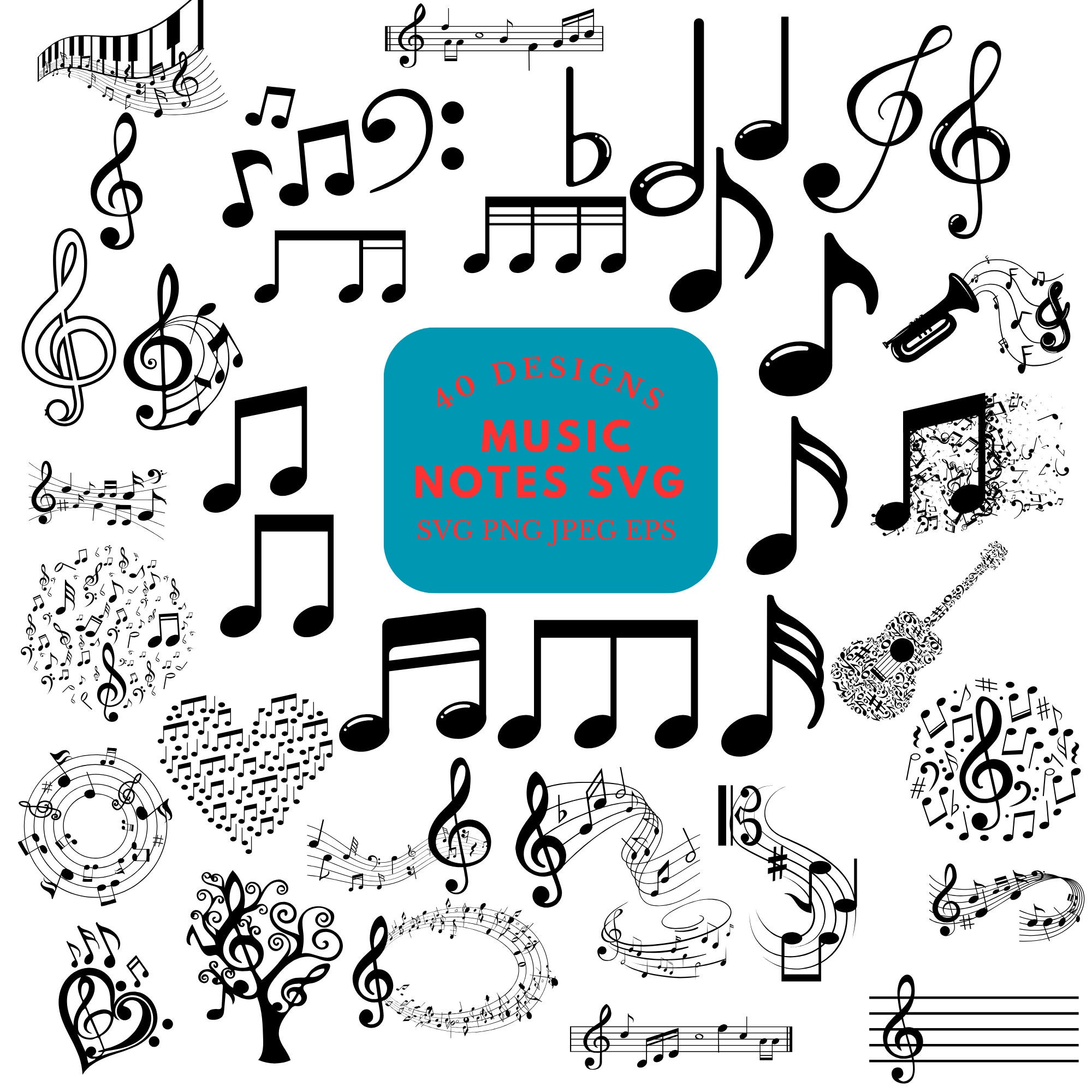 MUSIC NOTES SVG, Music Notes Bundle Svg, Music Notes Clipart,music ...