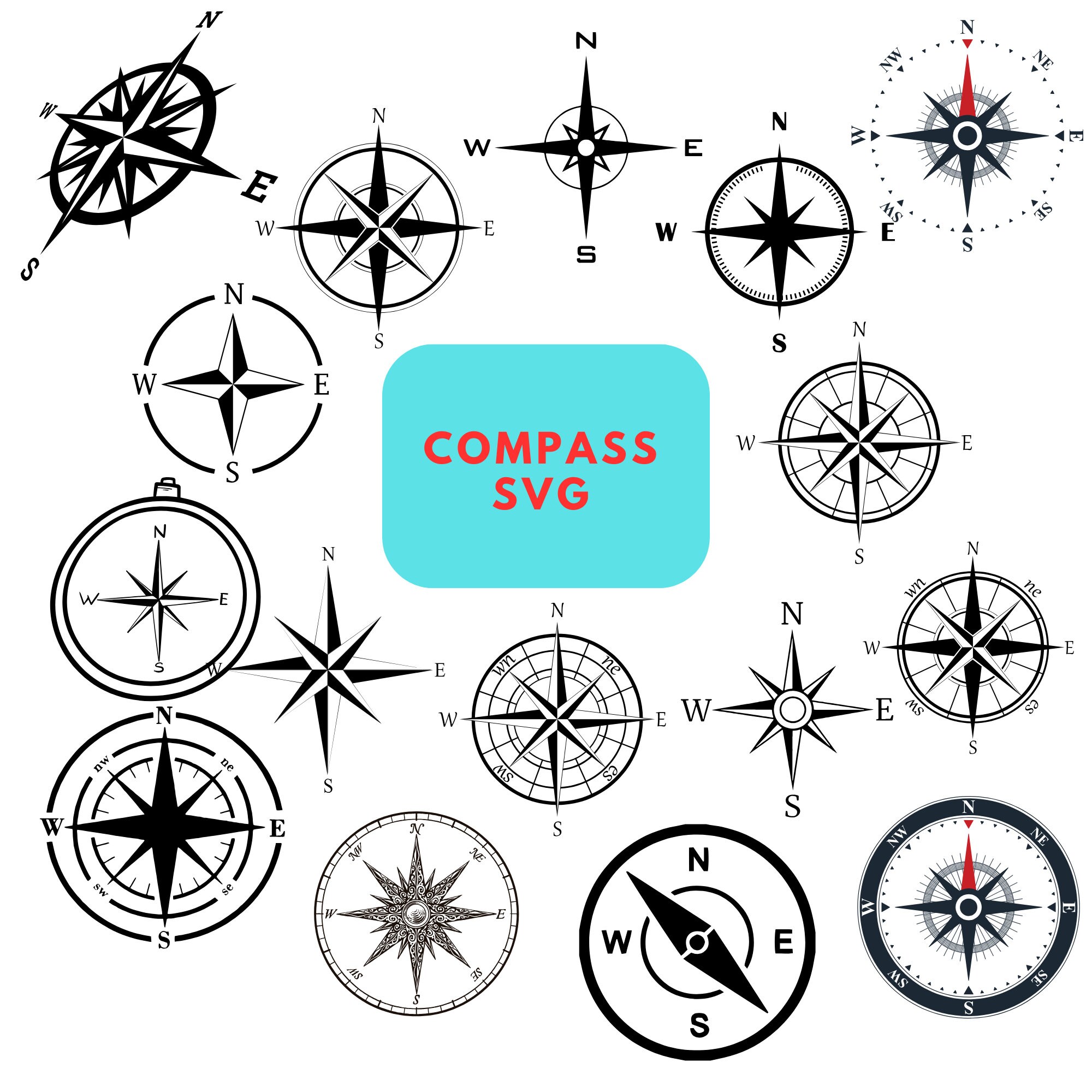 Compass Svg Bundle, Compass Svg, Nautical Compass,vintage Compass ...