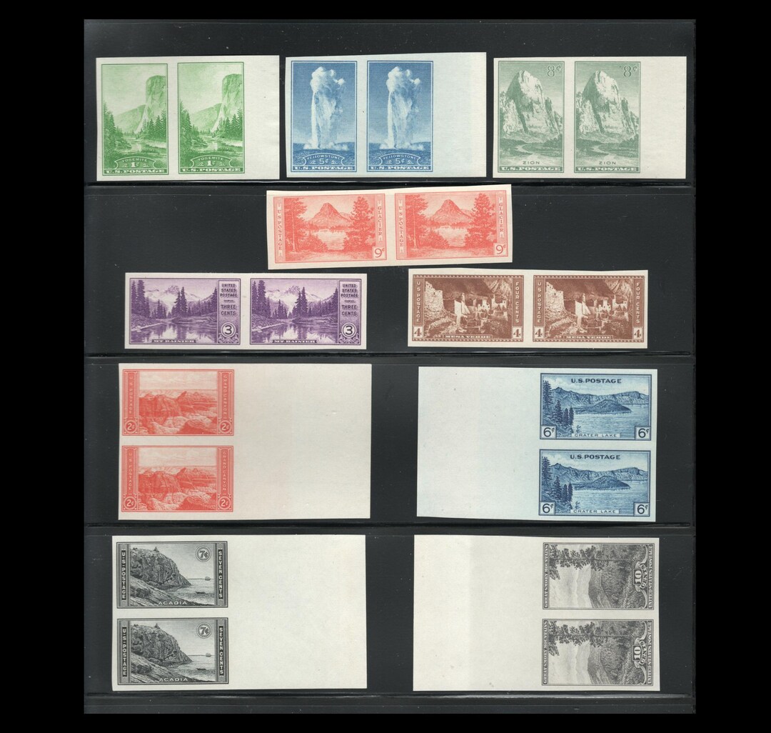 1935 US National Parks Stamps – Imperforate Pair Set, Scott #756-765 - Etsy