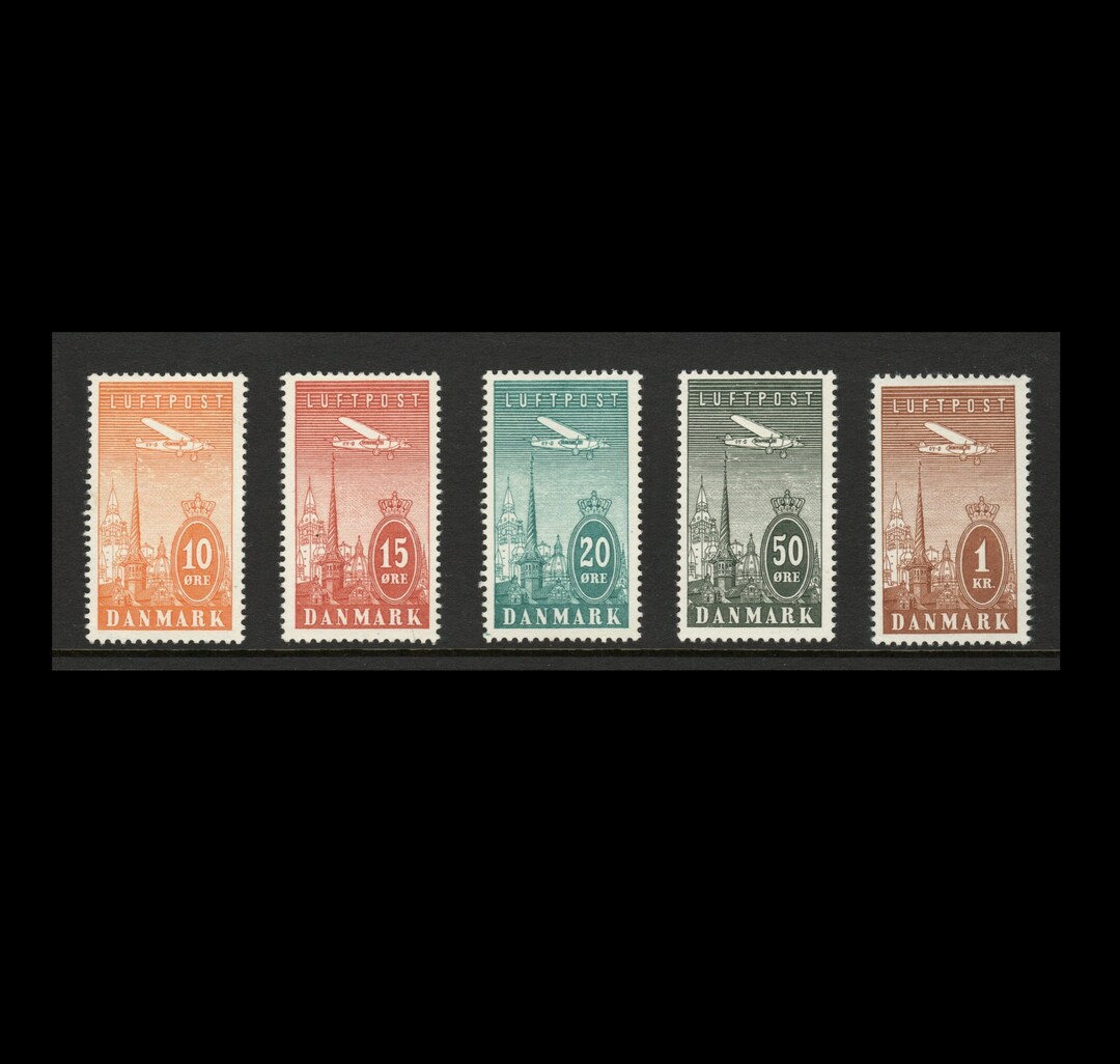 Denmark Postage Stamps - 1934 Airmail Towers of Copenhagen - Scott C6 ...