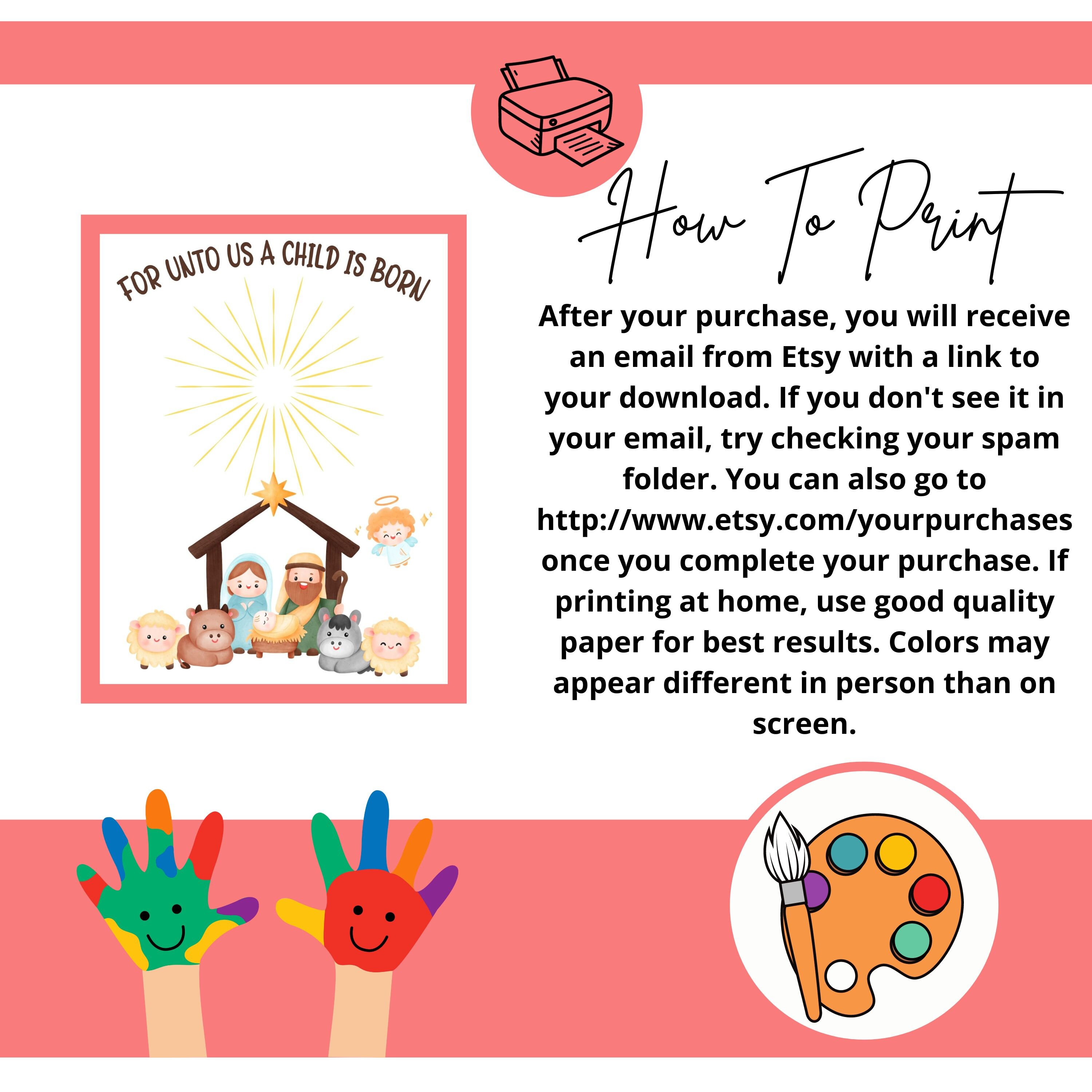 Christmas Printable Activity, for Unto Us A Child is Born Nativity ...