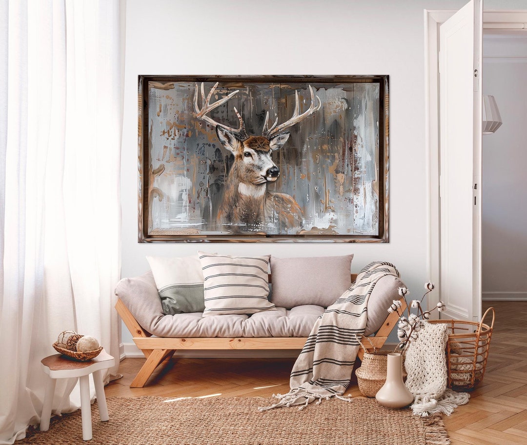 Deer Print on Canvas Farmhouse Wall Art Animal Prints Woodland Animals ...