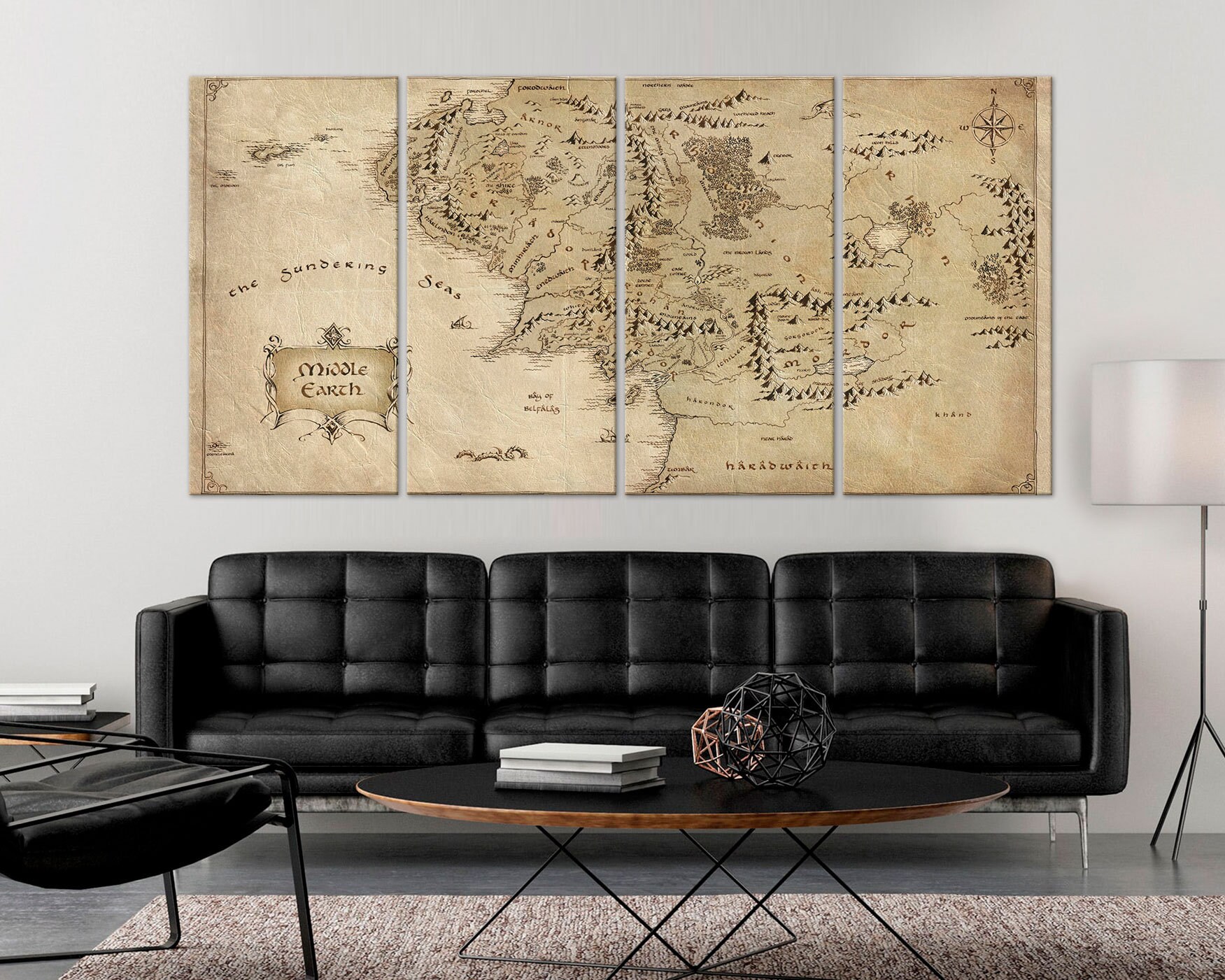 Middle Earth Map Canvas Nursery Decor Fantasy Map Print Hobbit Print ...