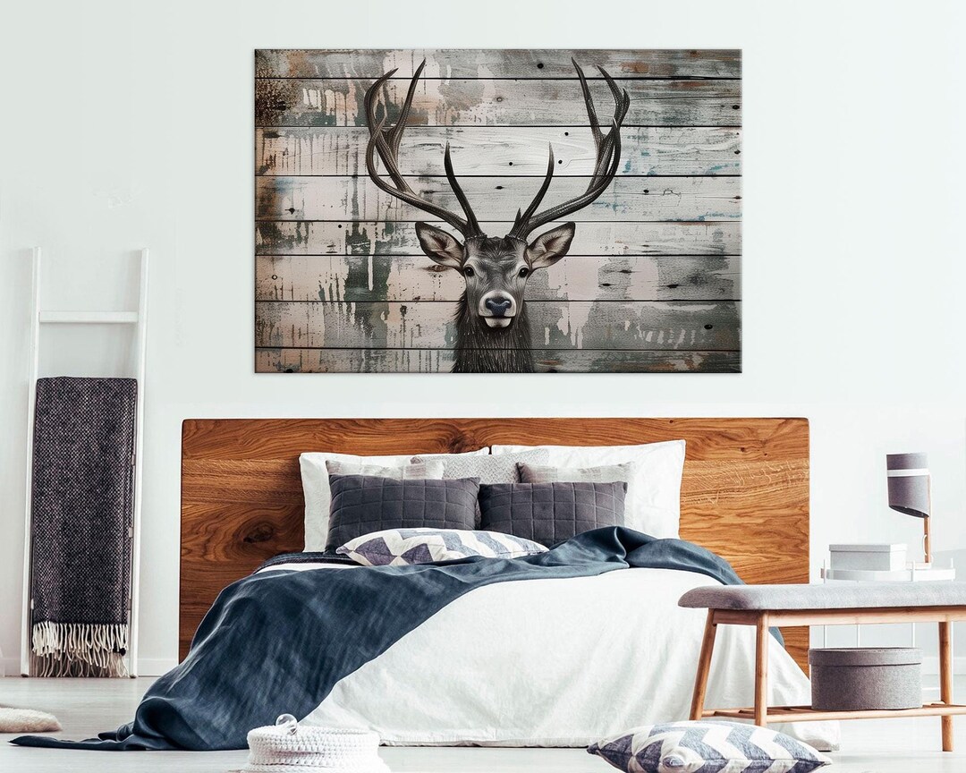 Deer Artwork Canvas Print Large Wall Art Hunting Lodge Decor Man Cave ...