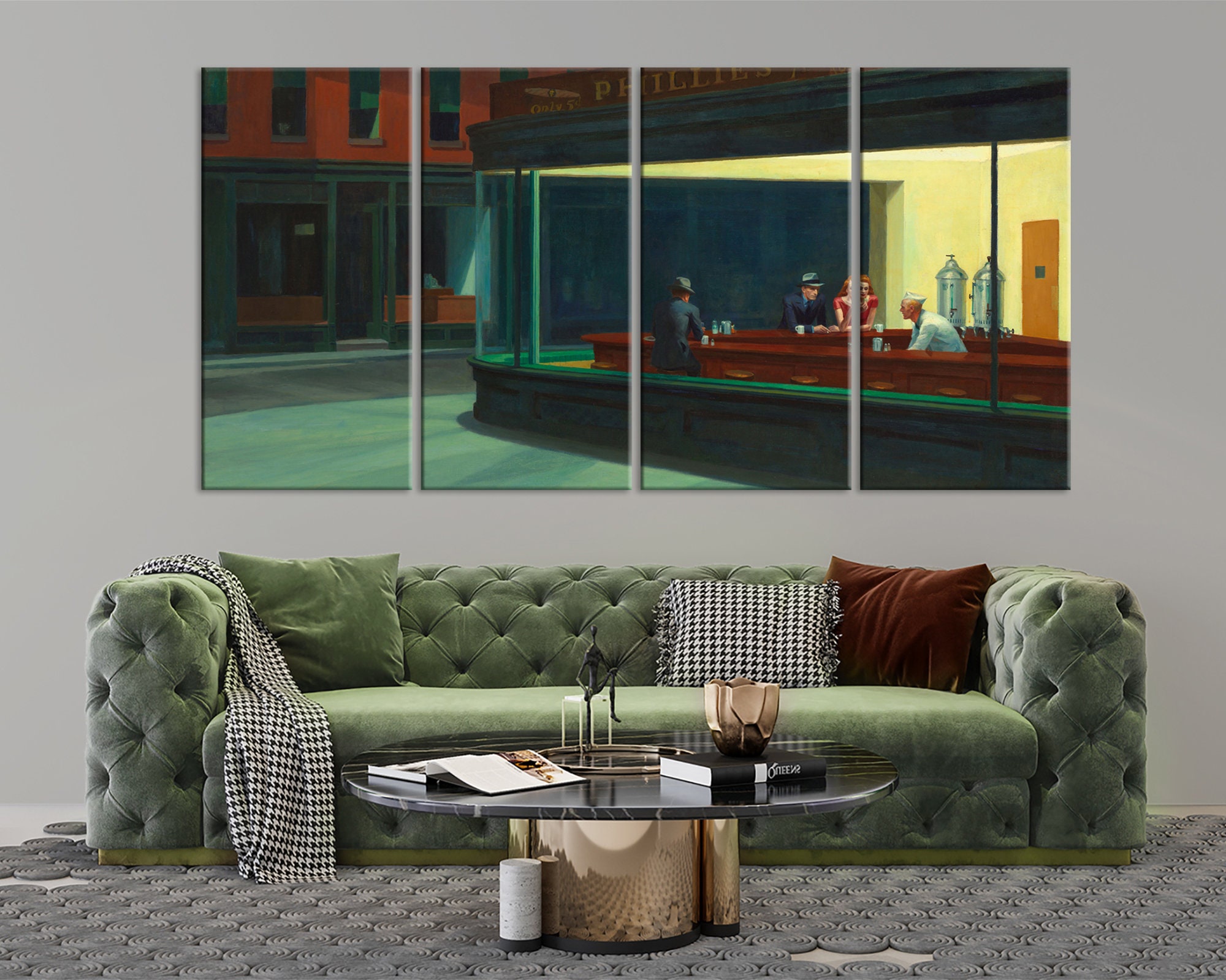 Edward Hopper Nighthawks Print Extra Large Wall Art Oversized - Etsy