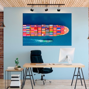 Container Ship Photo Print Nautical Room Decor Extra Large Wall Art ...