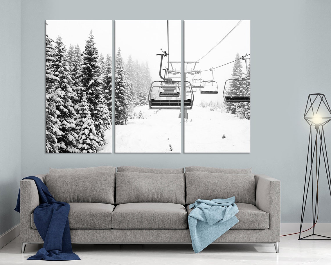 Ski Lift Photo Black and White Wall Art Apartment Decor Ski House Decor ...
