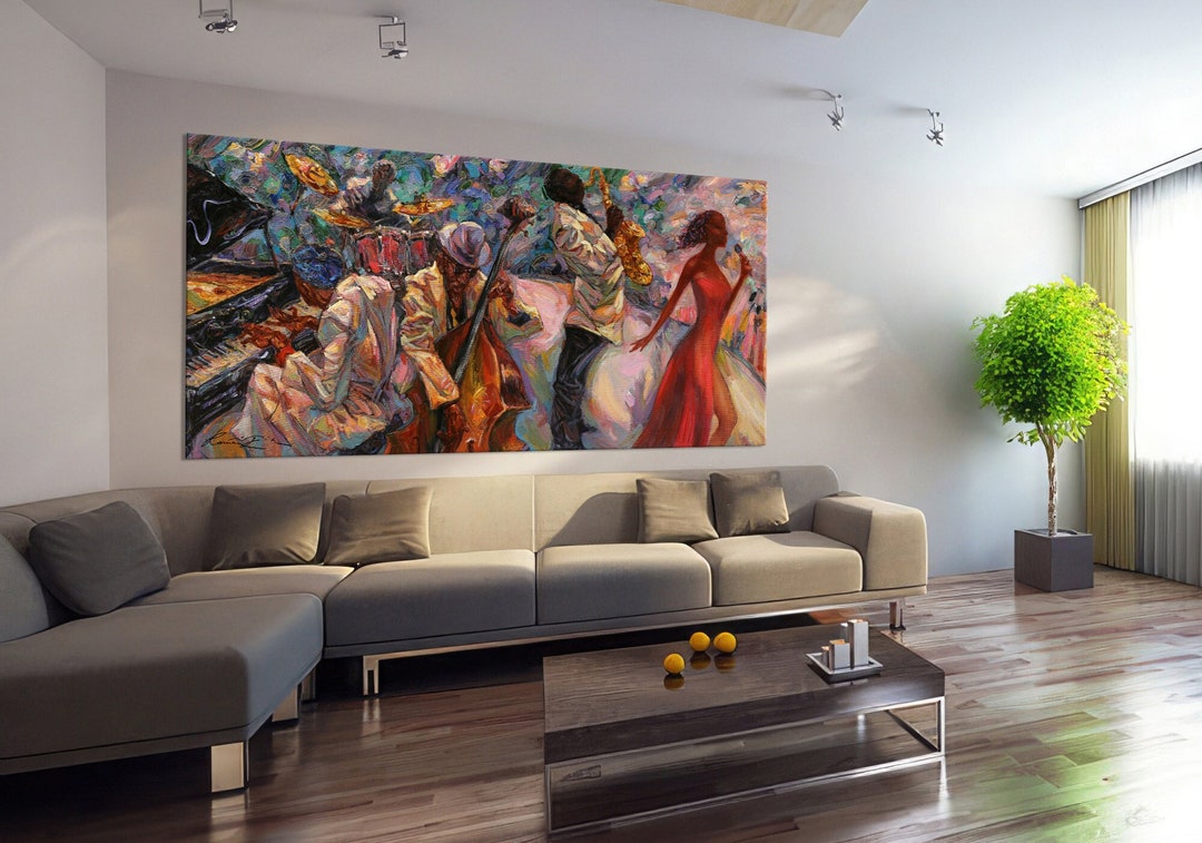 Jazz Band Painting Print on Canvas Extra Large Wall Art African ...