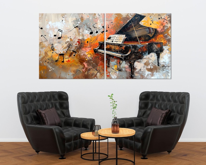 Music Wall Decor Piano Artwork Print on Canvas Extra Large Wall Art ...