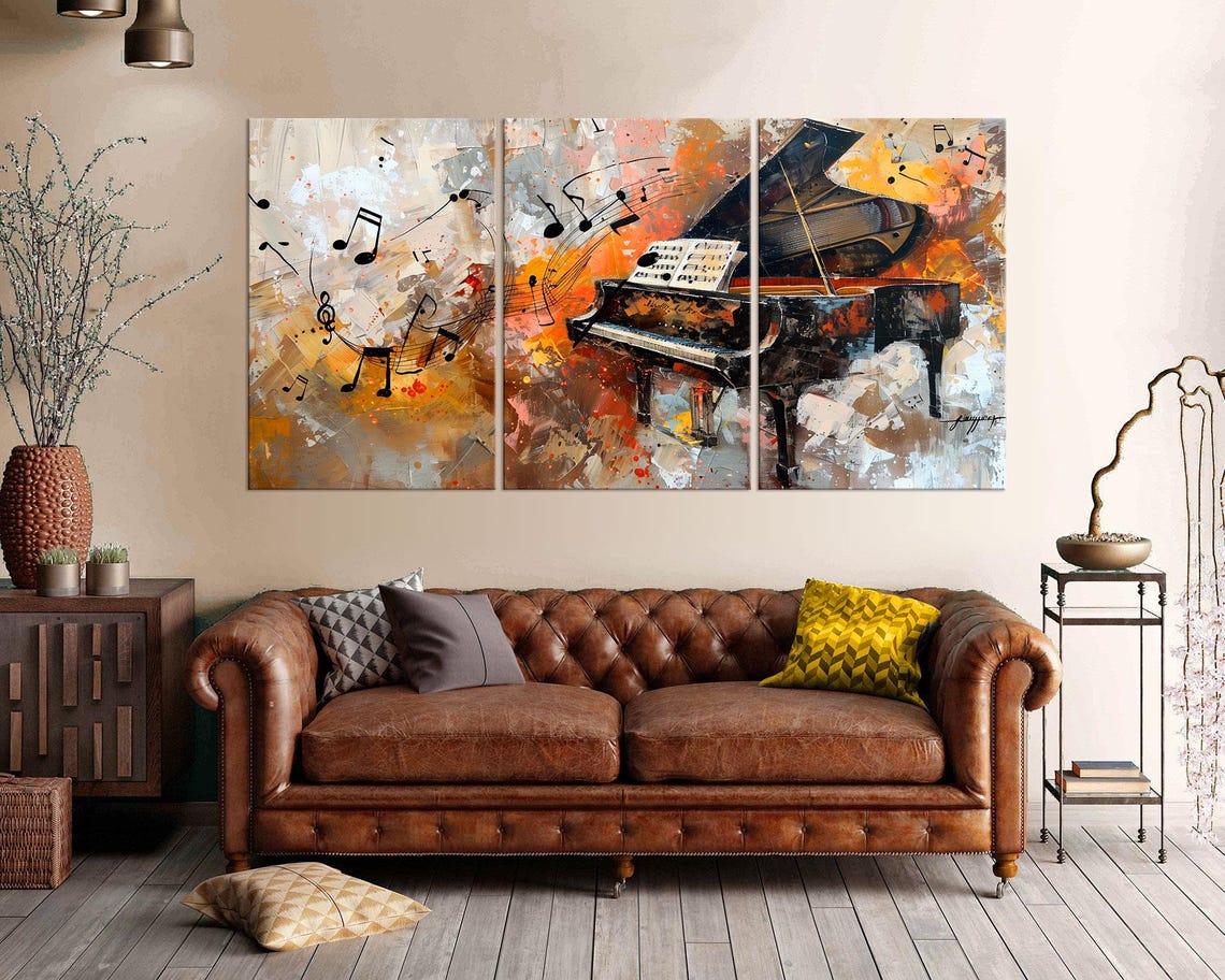 Music Wall Decor Piano Artwork Print on Canvas Extra Large Wall Art ...