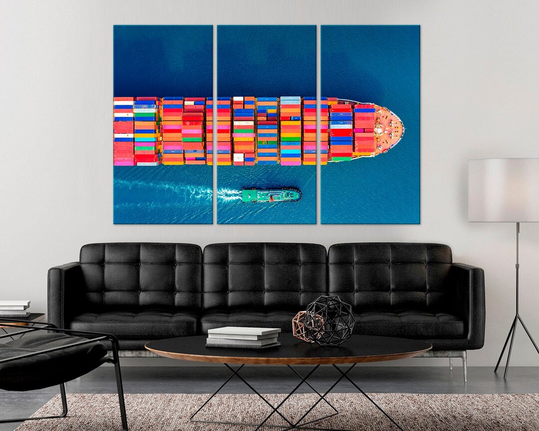 Container Ship Photo Print Nautical Room Decor Extra Large Wall Art ...