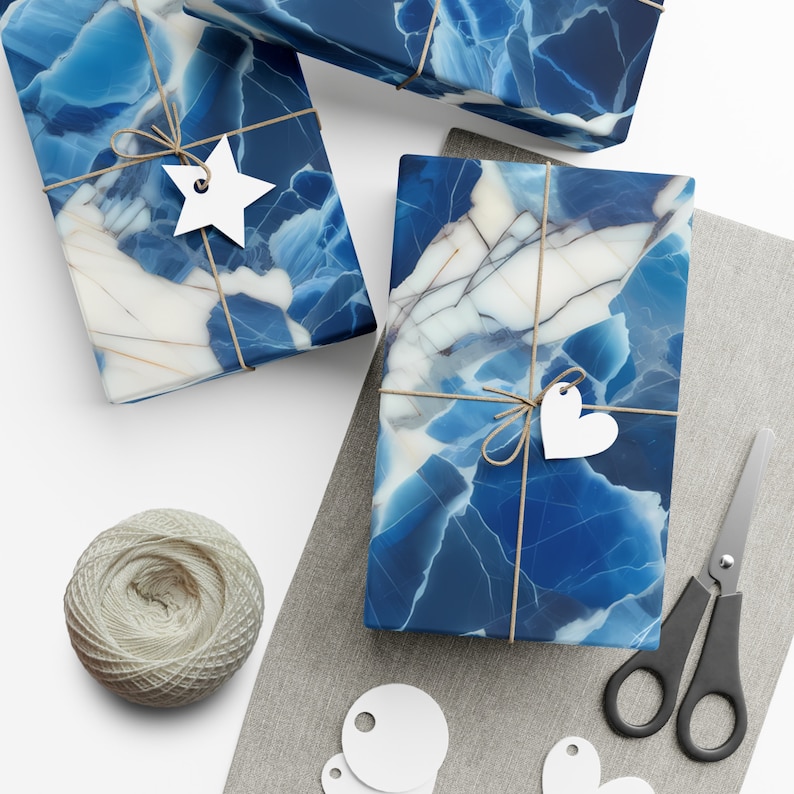 Azure Elegance Gift Wrap Papers Christmas Wrapping Paper Blue Gift Wrap ...