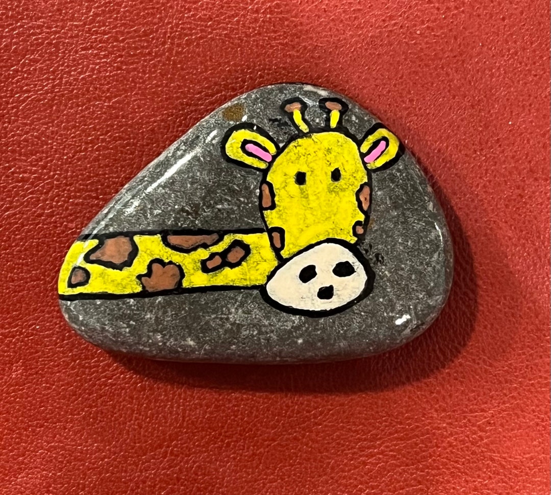 Curious Giraffe Painted Rock - Etsy UK