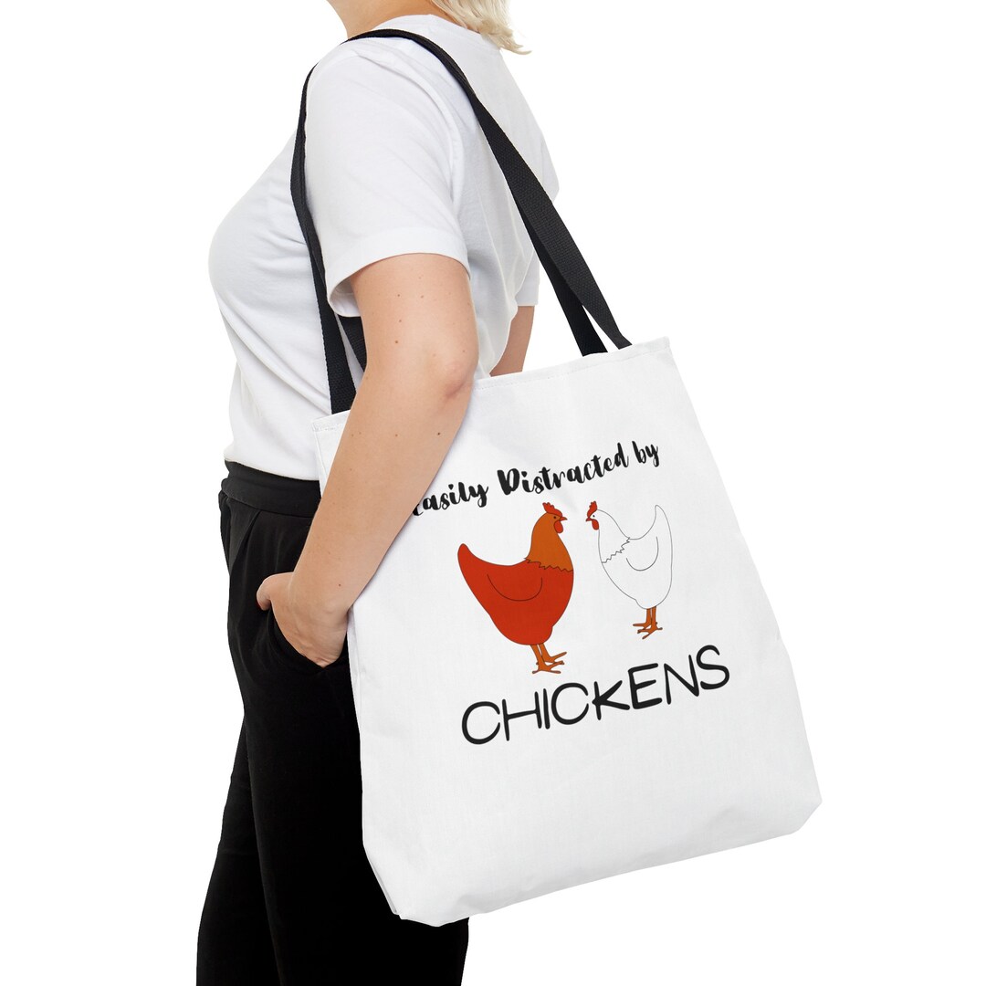 Chicken Tote Bag, Chicken Canvas Bag, Chicken Purse , Distracted by ...