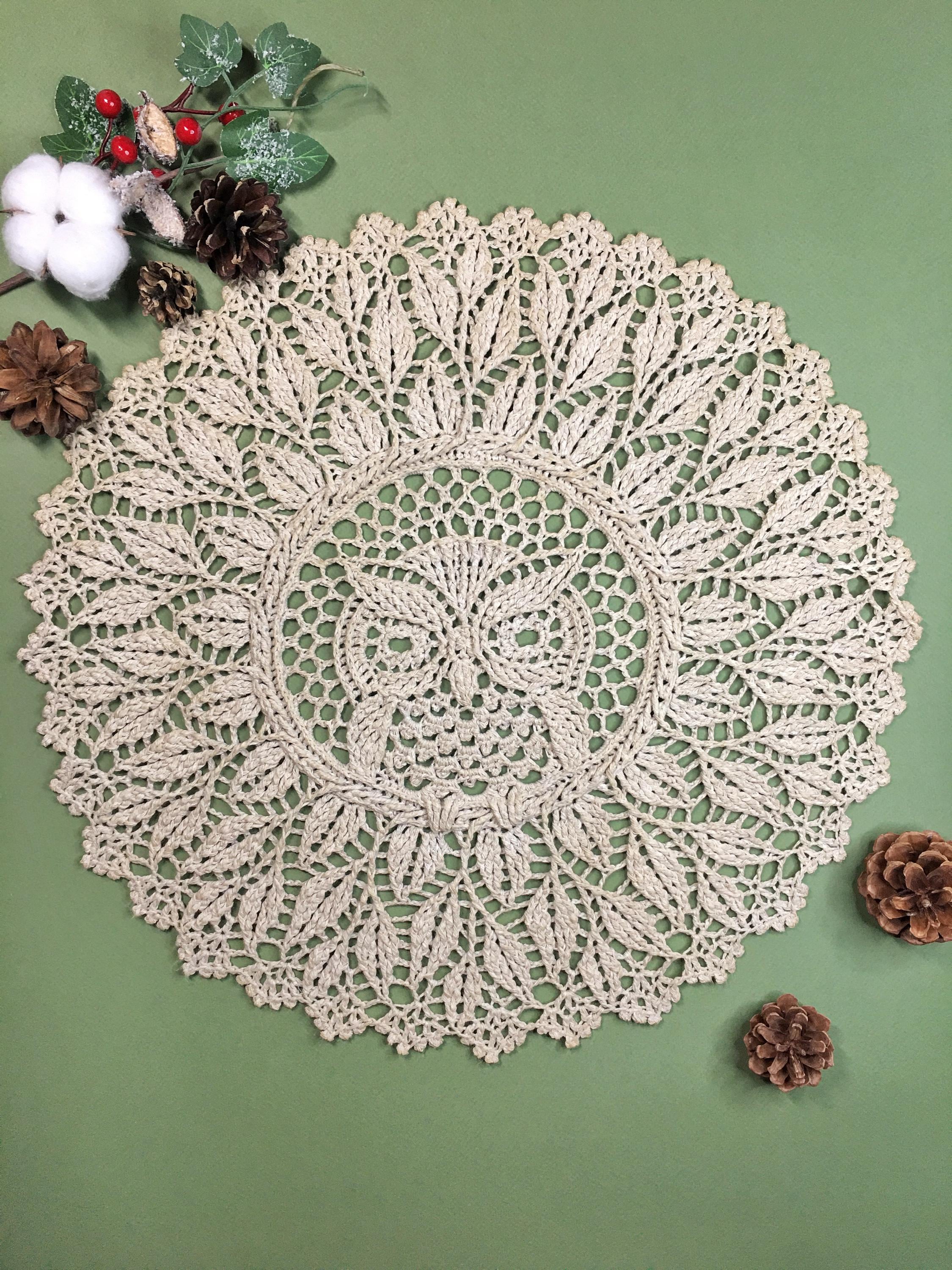 Crochet Owl Doily, Owl Table Decor, Boho Crochet Doily, Handmade Owl ...