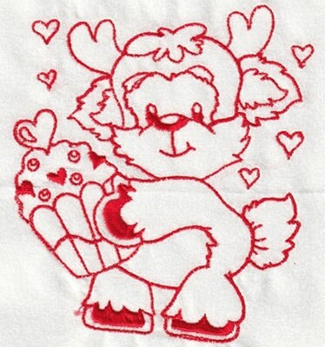 Exclusive redwork Animals in Love, 5 Designs, 2 Sizes,4x4/100x100, 5x5 ...
