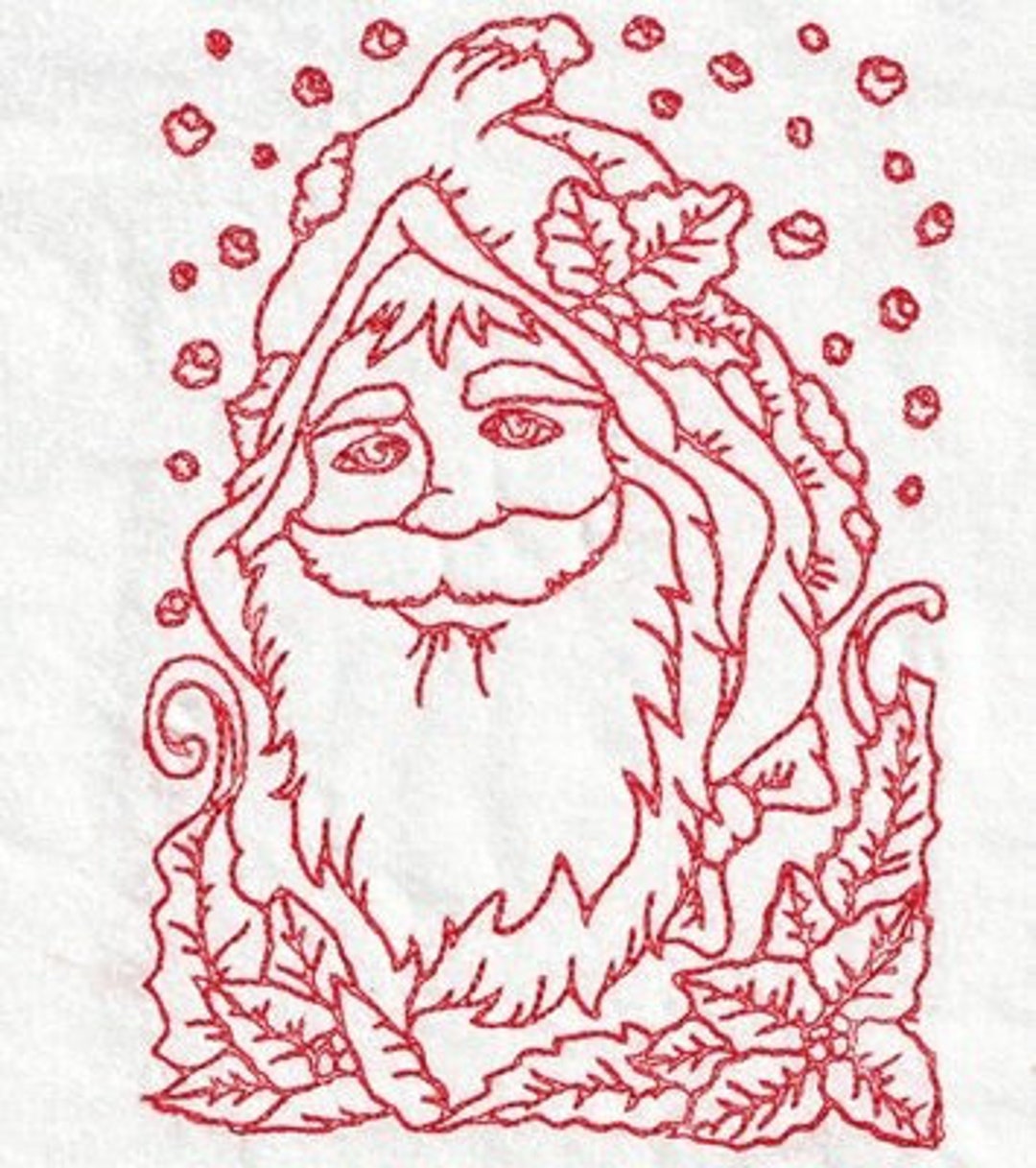 Beautiful Christmas Santas, Set of 10 Designs, Redwork, 1 Size 5x7, 6 ...