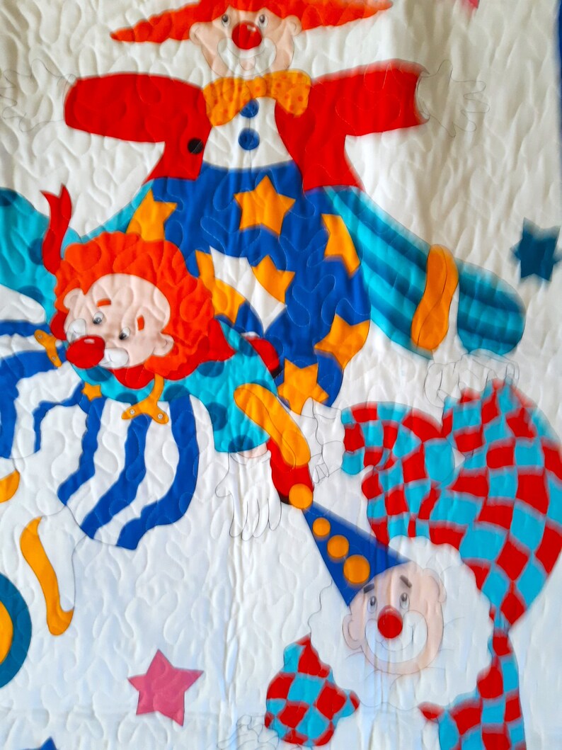 Baby Cot Quilt, Floor Mat,nap Rug, Clowns, Very Cute, Red,white,blue ...