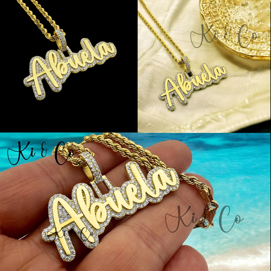 Beautiful Personalized Ice Out Name Pendant. Available Silver, Gold 10k ...