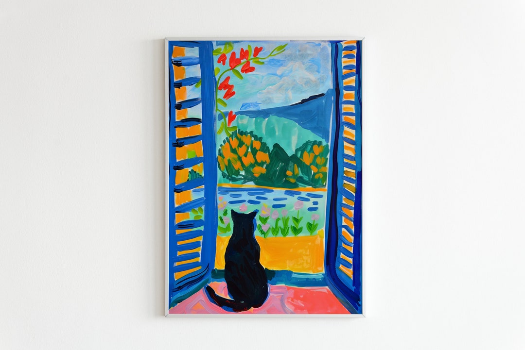 Henri Matisse Cat Poster, Colorful Fauvism Art Print, Modern Wall Art, Matisse Open Window, Cat ...