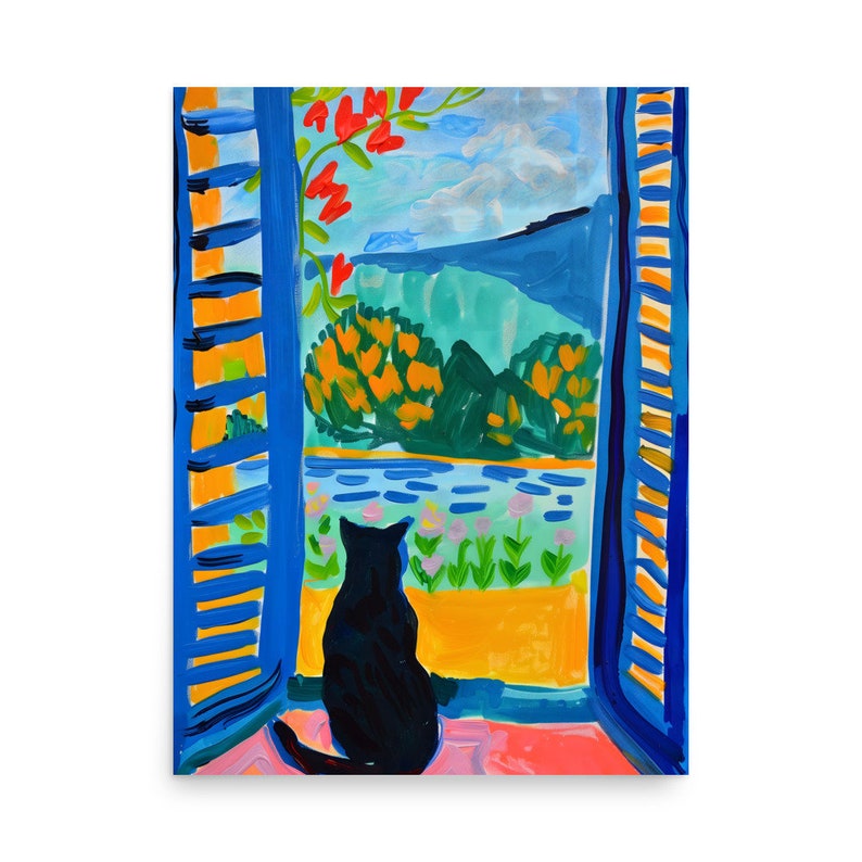 Henri Matisse Cat Poster, Colorful Fauvism Art Print, Modern Wall Art, Matisse Open Window, Cat ...