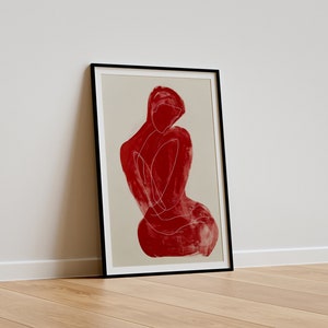 Henri Matisse Poster, Abstract Red Figure Art, Modernist Line Drawing ...