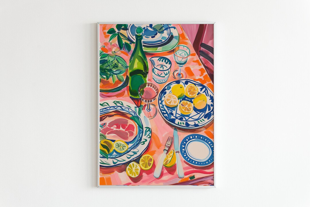 Dinner Party Food Print, Retro Kitchen Poster, Henri Matisse Art ...