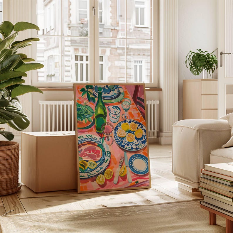 Dinner Party Food Print, Retro Kitchen Poster, Henri Matisse Art ...