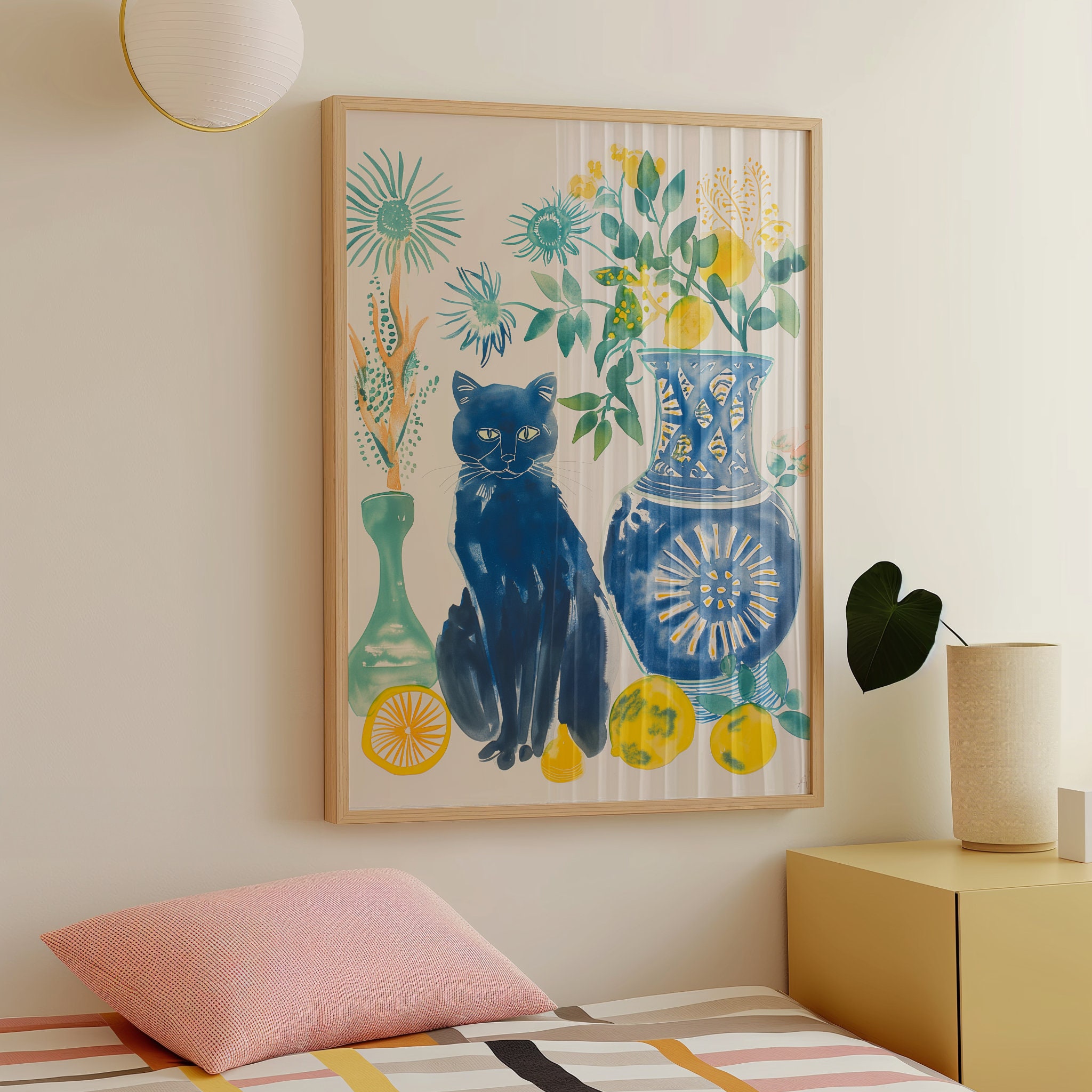 Henri Matisse Cat and Vase Poster, Blue Cat Art Print, Colorful Home ...