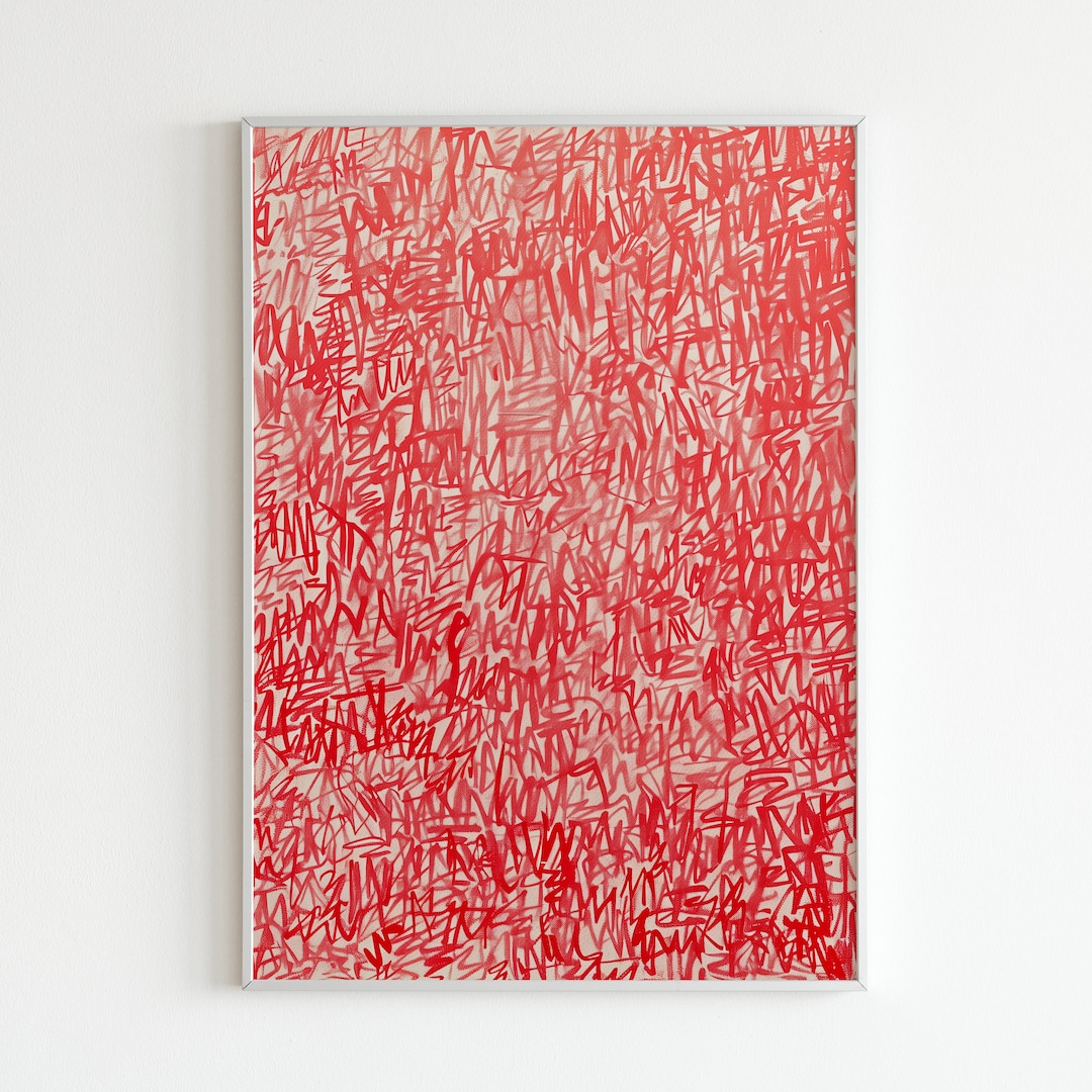 Cy Twombly Poster, Calligraphic Painting, Abstract Wall Art, Red ...