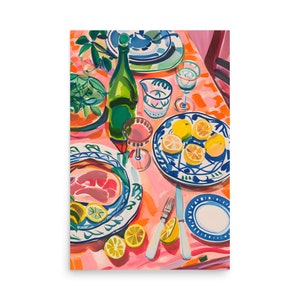 Dinner Party Food Print, Retro Kitchen Poster, Henri Matisse Art ...