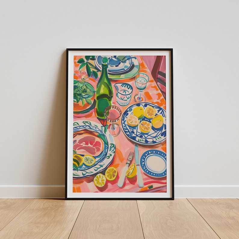 Dinner Party Food Print, Retro Kitchen Poster, Henri Matisse Art ...