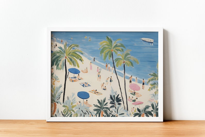 Coastal Beach Scene Wall Art – Matisse Abstract Seascape Poster, Modern ...