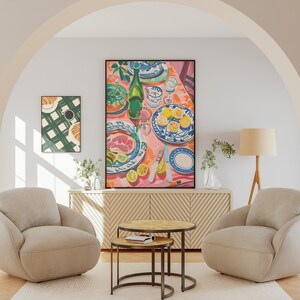 Dinner Party Food Print, Retro Kitchen Poster, Henri Matisse Art ...