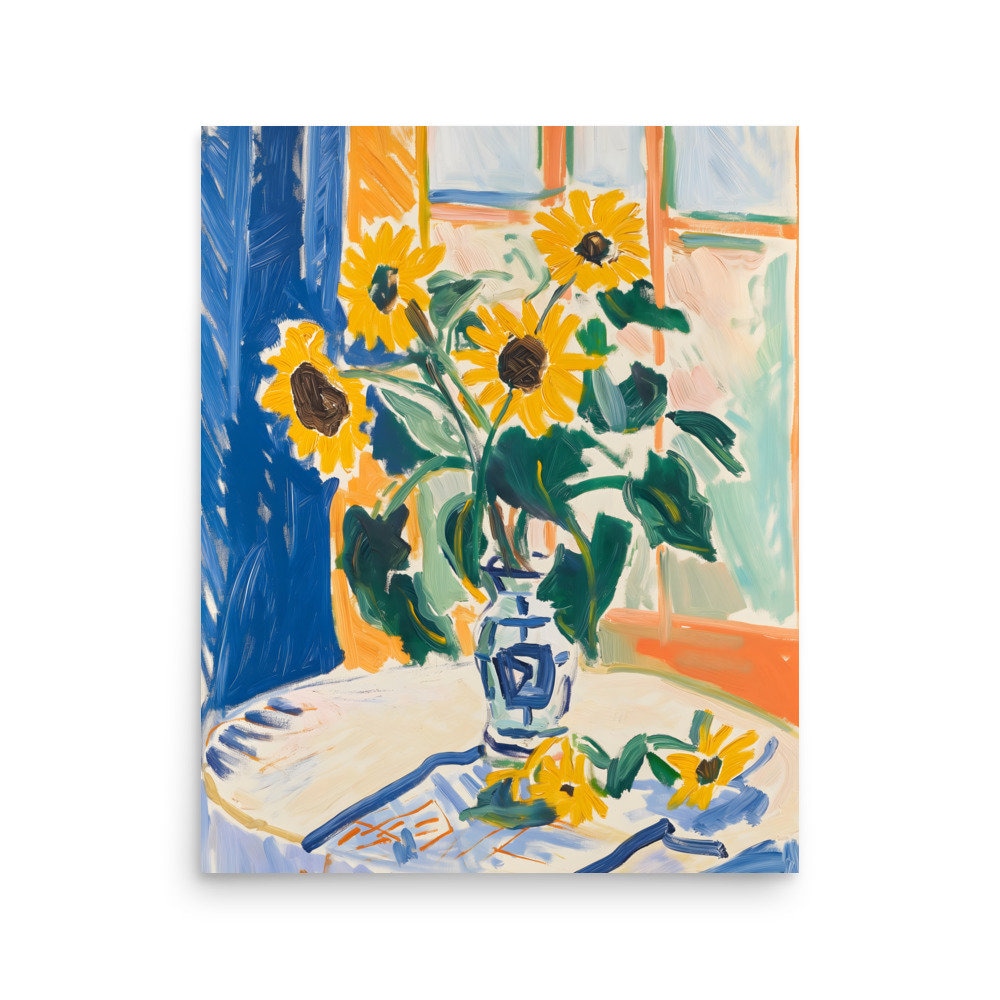 Henri Matisse Sunflowers Poster, Vibrant Floral Art Print, Colorful ...