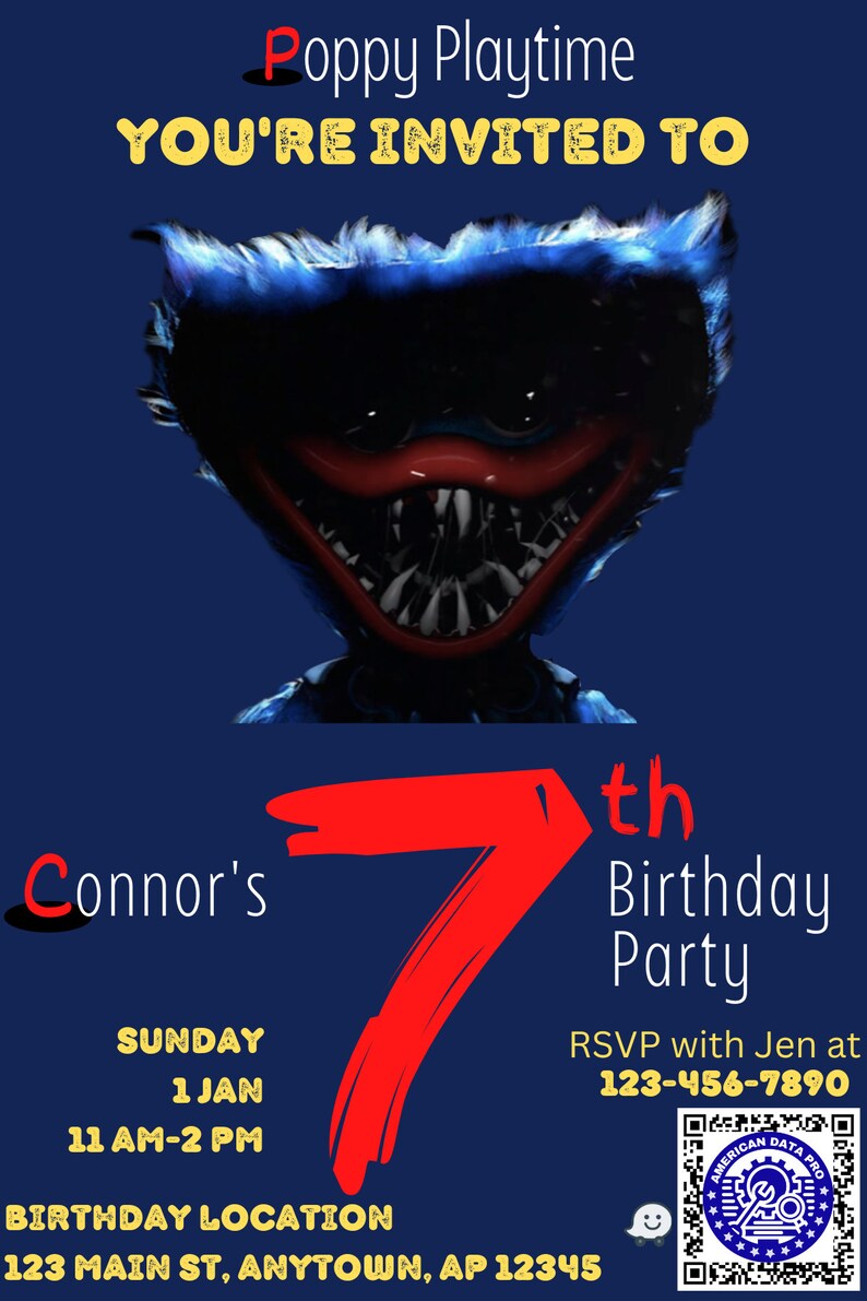 Huggy Wuggy Birthday Invitation 4 X 6 In - Etsy