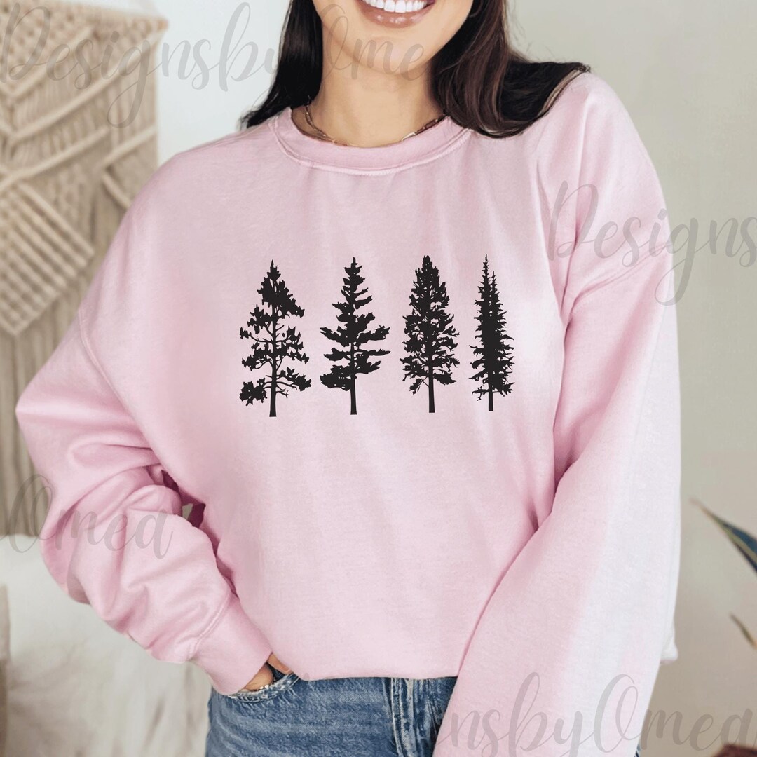 Pine Tree Silhouette Crewneck Sweatshirts, Simple Pine Tree Gift for ...