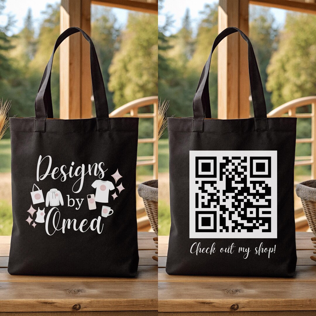 Custom Business QR Code Tote Bag, Front and Back Small Business Logo ...